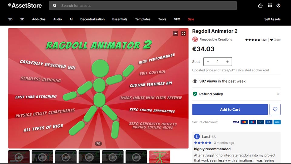 دانلود رایگان پکیج Ragdoll Animator برای یونیتی